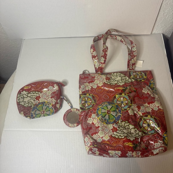 Nick & Nora | Bags | Nick Nora Red Floral Tote Bag Set | Poshmark